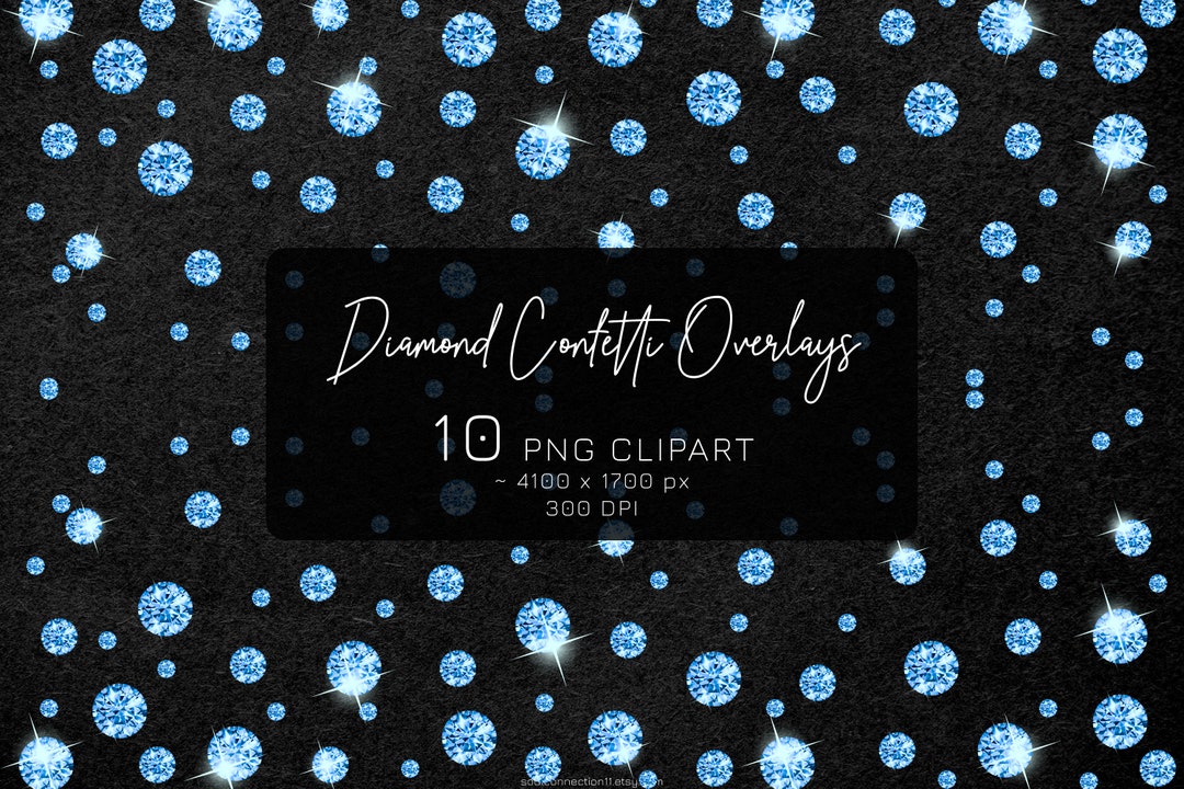 Diamond Clipart, Diamond Confetti Overlays, PNG Diamonds, Glitter ...