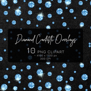 Diamond Clipart, Diamond Confetti Overlays, PNG Diamonds, Glitter ...