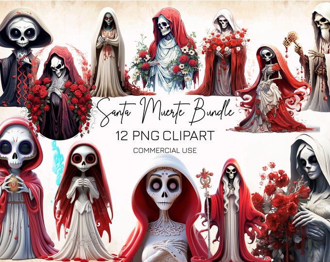 Santa Muerte PNG Clipart, Cartoon Skeleton Images Bundle, Sublimation ...