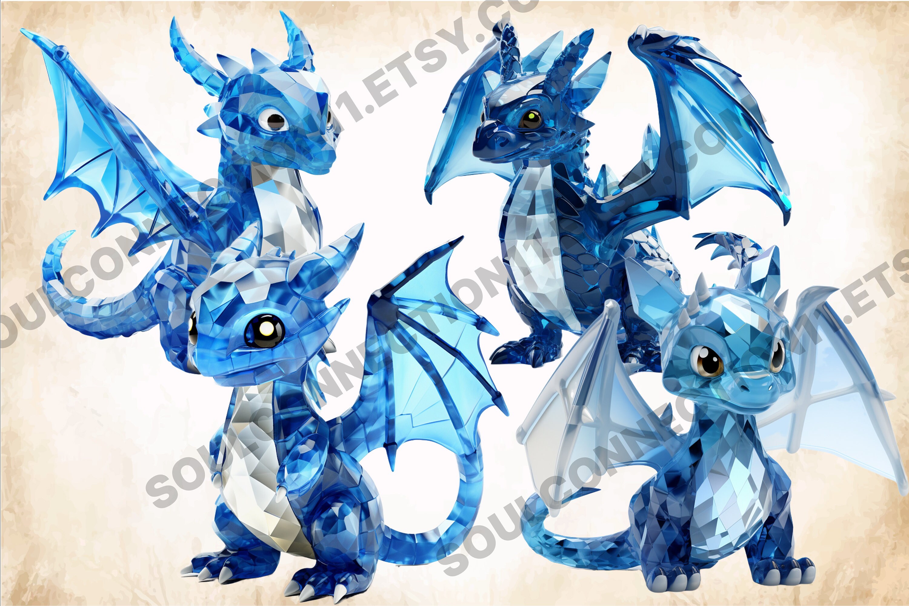 Crystal Dragons PNG Clipart Cute Fantasy Dragons Images - Etsy