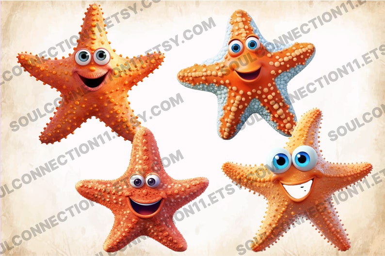 Starfish PNG Clipart Bundle Sea Star Clipart Under the Sea - Etsy
