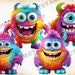 Cute Monster PNG Clipart Bundle Rainbow Monster Image - Etsy