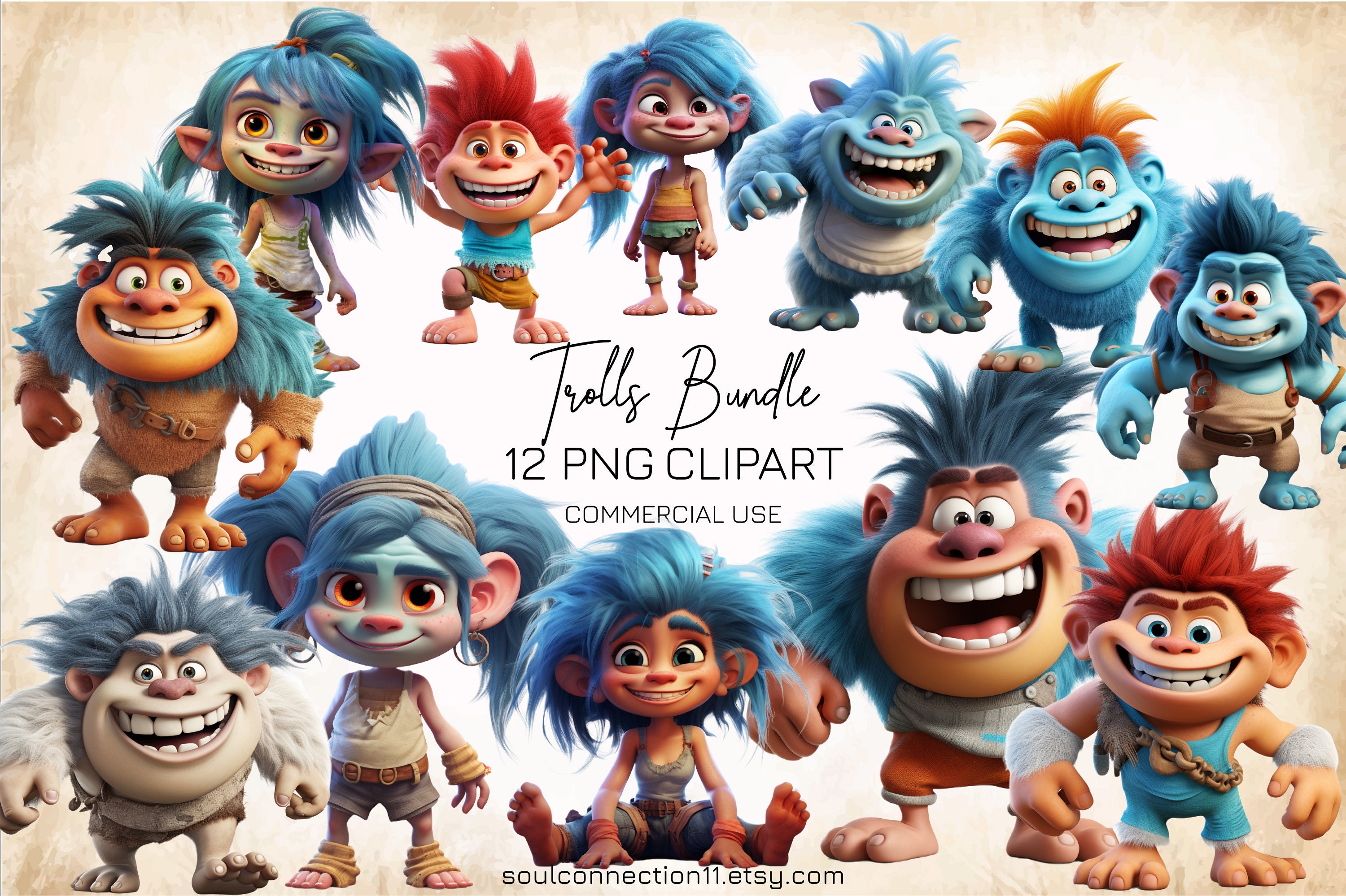 Cartoon Trolls PNG Clipart Trolls Images Bundle Sublimation - Etsy