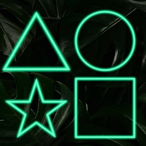 Mint NEON Shapes, Neon Geometric Figures, Neon Light Effect, Neon PNG ...