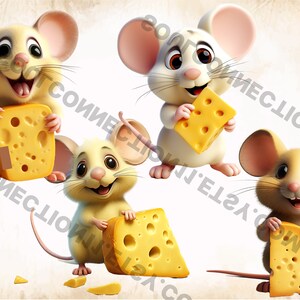 Cute Little Mouse PNG Clipart, Mouse With Cheese Images Bundle, Sublimation Design, Digital ...