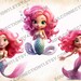 Cute Pink Mermaids PNG Clipart, Little Mermaid Images Bundle ...