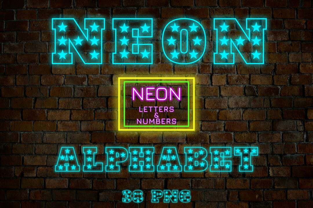 Blue Neon Alphabet Clipart, Glow Neon Letters Clipart, Digital Neon ...