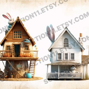 Rabbit Family PNG Clipart Bundle, Rabbit House, Rabbit Baby, Peter ...