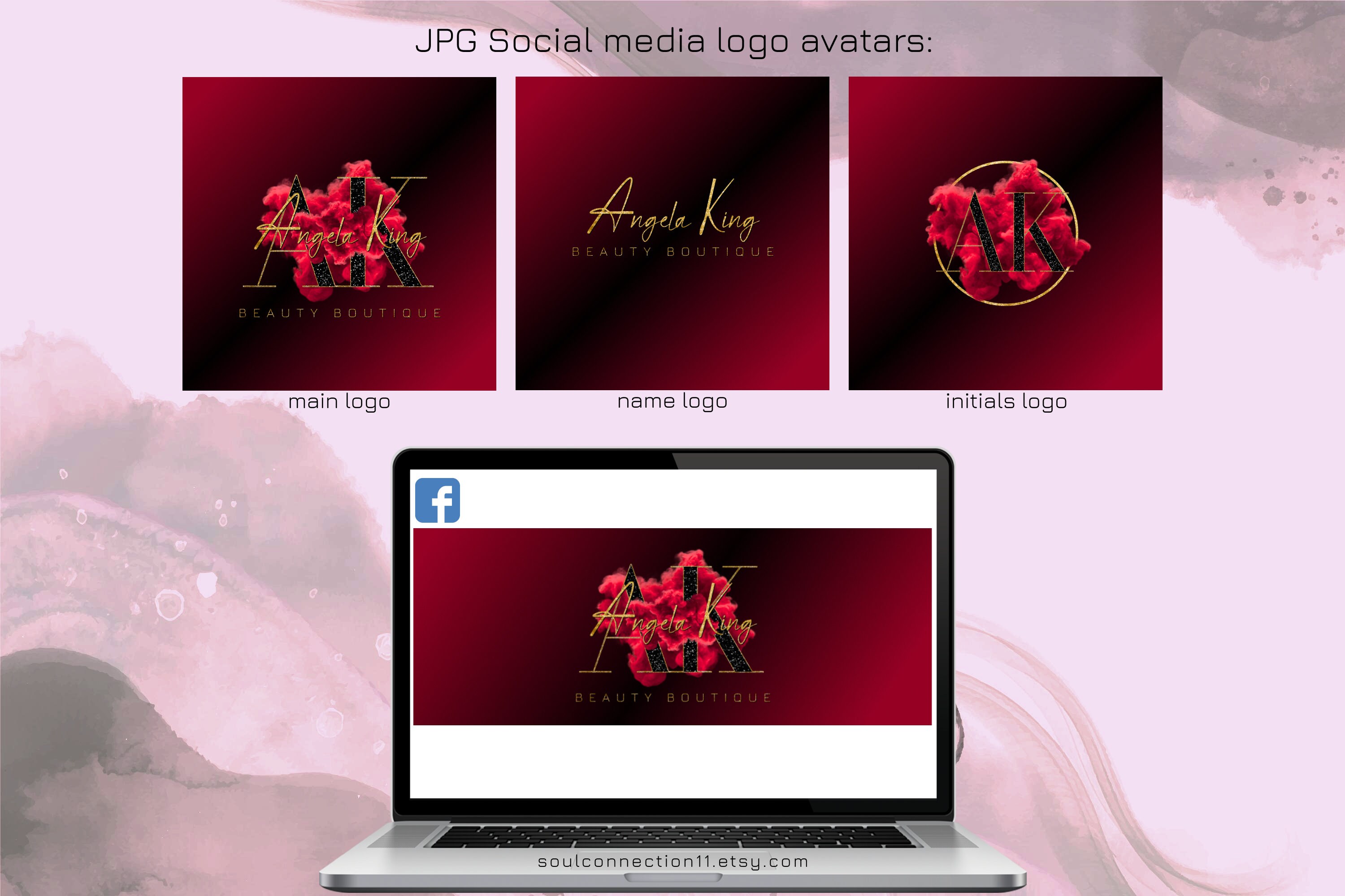 Red Gold Logo Boutique Logo Red Black Logo Glitter Logo - Etsy