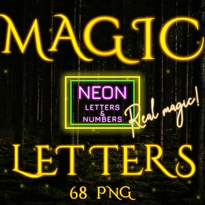 Magic Neon Alphabet PNG, Fairy Letters Clipart, Yellow Orange Neon ...