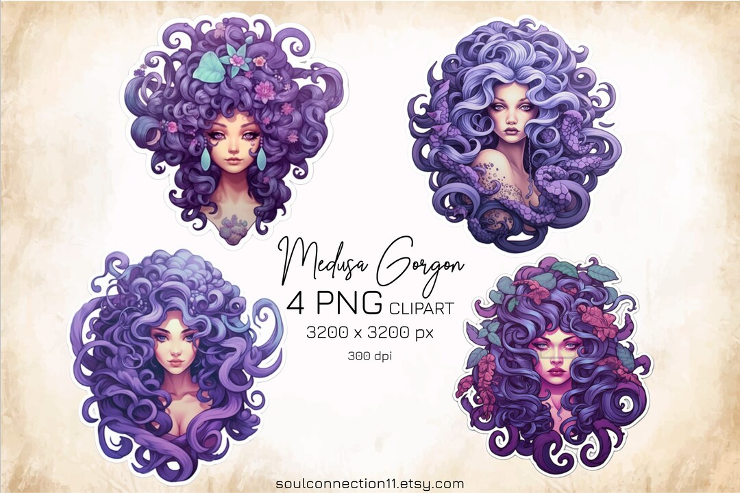 Medusa Gorgon Clipart PNG, Hermosa Medusa Acuarela, Mitología de la ...