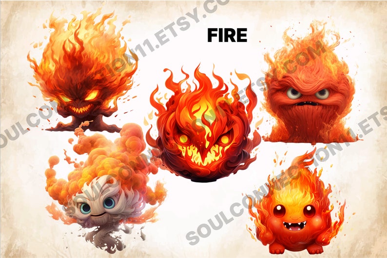 Elementals PNG Clipart Fire Elemental Water Elemental Air - Etsy