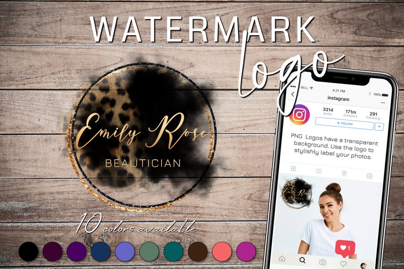 Leopard Premade Logo PNG Watermark Logo Watercolor Beauty - Etsy