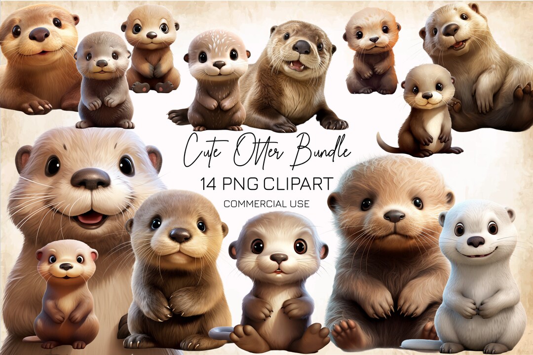 Cute Otter PNG Clipart, Otters Images Bundle, Sublimation Design ...