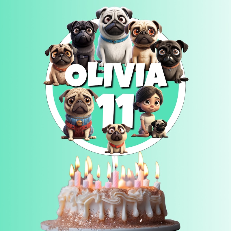 Pug Cake Topper - Etsy