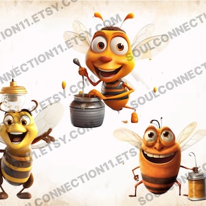 Bee Clipart PNG, Cute Baby Bee Bundle, Bees Clipart Set, Sublimation ...