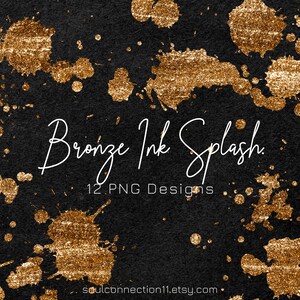 Bronze Splatters Clipart, Bronze Ink Splash PNG, Glitter Bronze ...