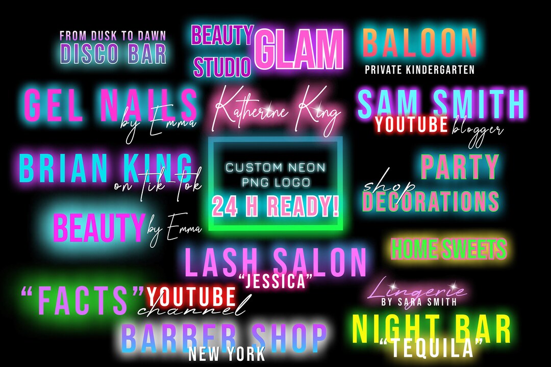 Custom Neon Logo PNG, Premade Neon Logo Design, Neon Logo PNG, Neon ...