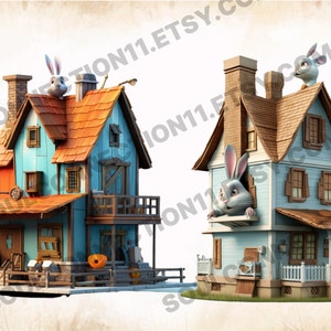 Rabbit Family PNG Clipart Bundle, Rabbit House, Rabbit Baby, Peter ...