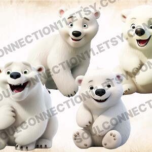 Cute Polar Animals PNG Clipart Bundle, Penguin Clipart, White Bear ...