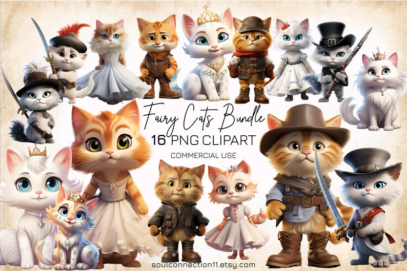 Fairy Cats PNG Clipart Cute Cats Images Bundle Sublimation - Etsy
