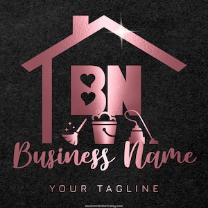 Pink Luxury Cleaning Service Logo, Rose Gold Cleaning Business Logo ...