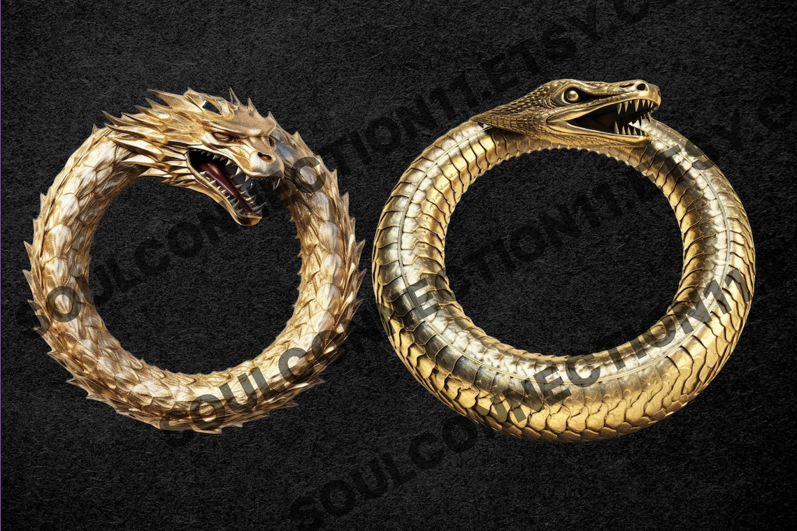 Gold Ouroboros Symbol PNG Clipart Ouroboros Bundle Metallic - Etsy