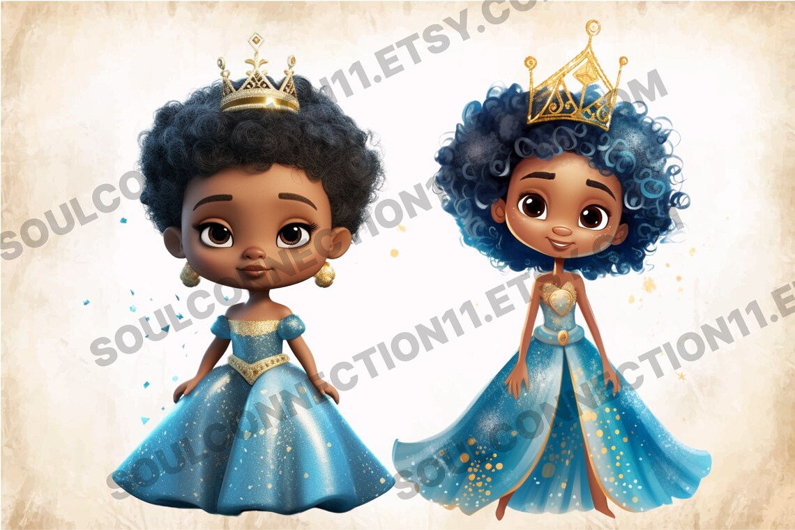 Cute Black Princess PNG Clipart Bundle, African Princess PNG Images ...