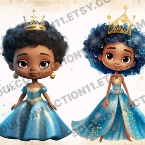Cute Black Princess PNG Clipart Bundle, African Princess PNG Images ...