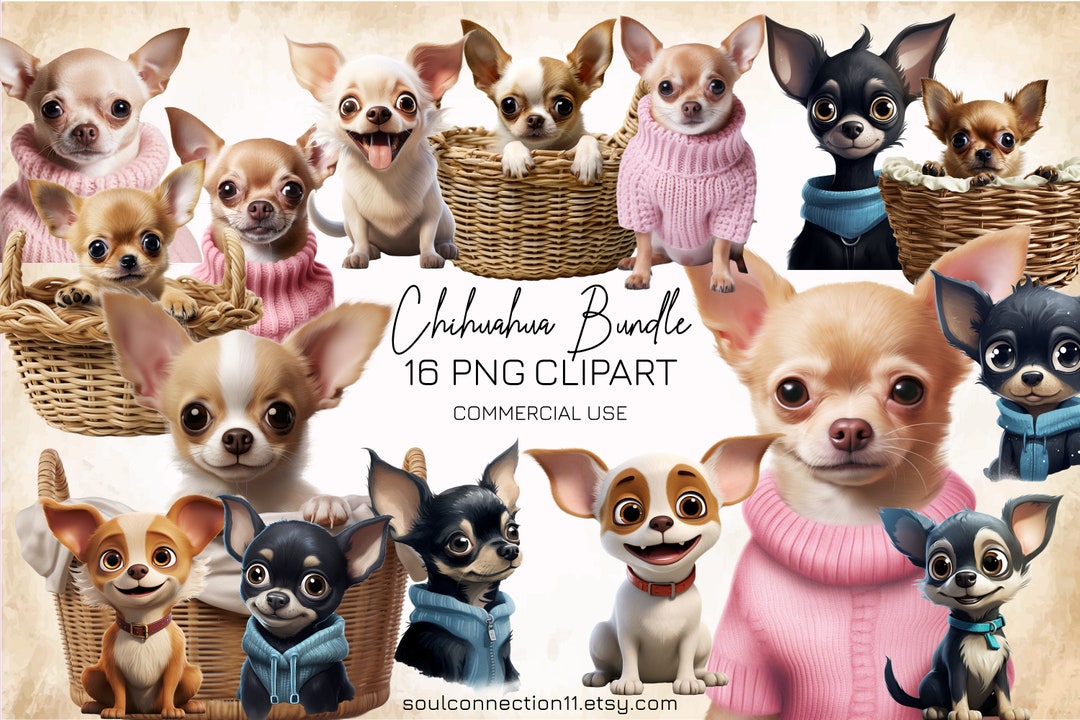 Cute Chihuahua PNG Clipart Bundle, Dogs Clipart, Animals Clipart ...