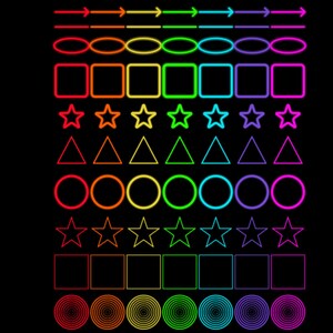 70 NEON Shapes, Neon Geometric Figures, Neon Light Effect, PNG Frames ...