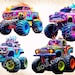 Neon Monster Truck PNG Clipart Bundle Neon Cars Clipart - Etsy