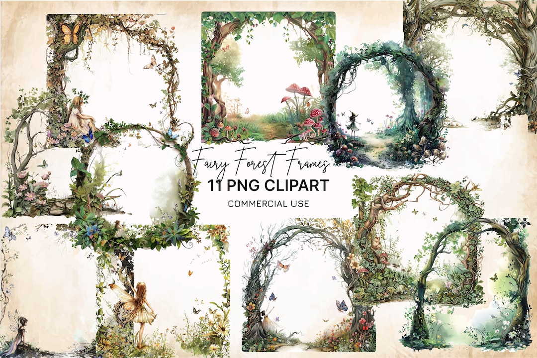 Fairy Forest Frames PNG Clipart, Fantasy Frame Image, Enchanted Forest, Sublimation Design ...