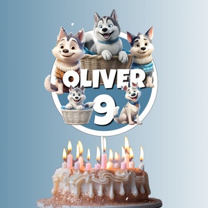 Husky Cake Topper, Personalized Birthday Cake Topper, Dogs Cake ...