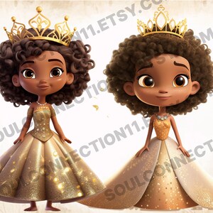 Cute Black Princess PNG Clipart Bundle, African Princess PNG Images ...