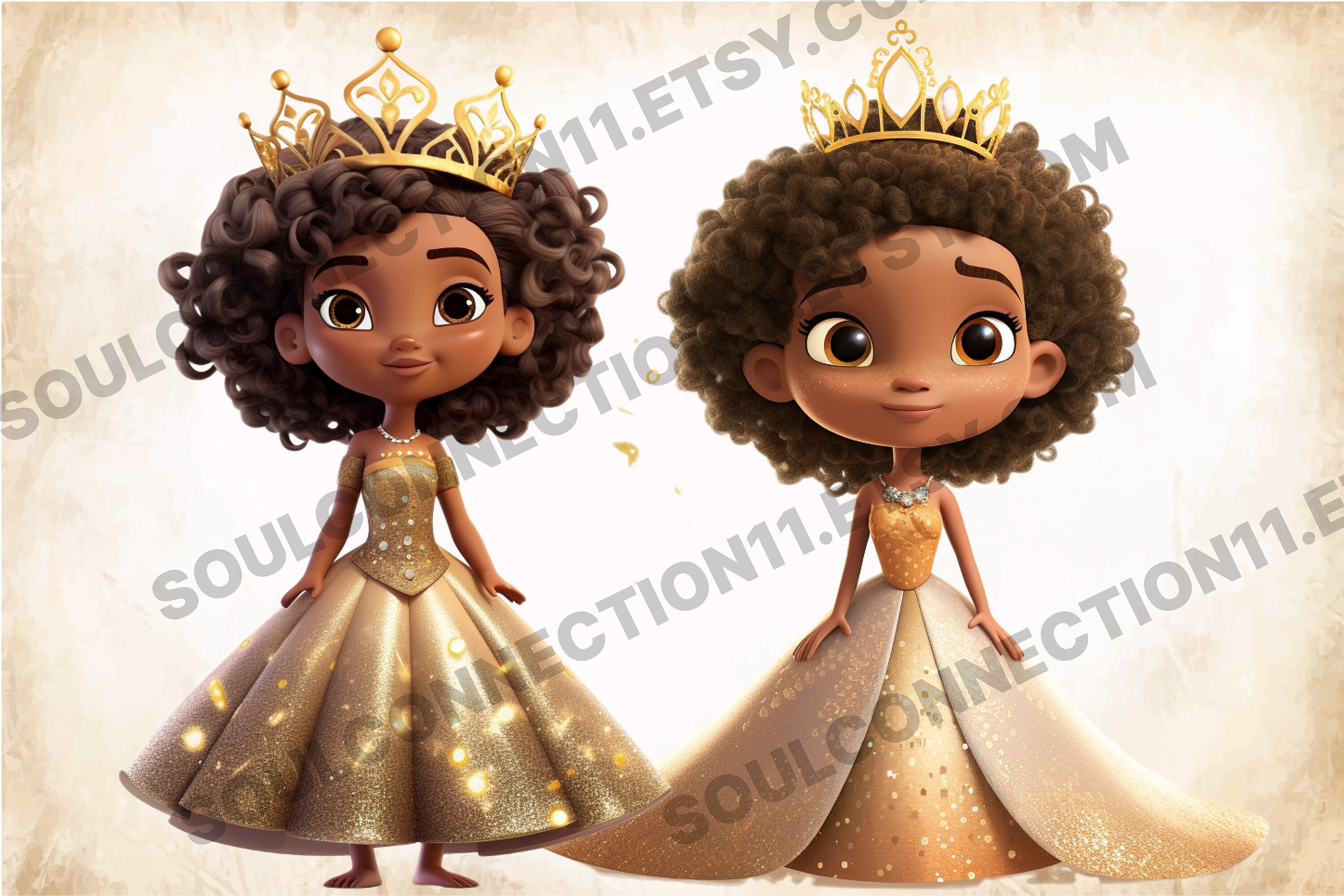 Cute Black Princess PNG Clipart Bundle, African Princess PNG Images ...