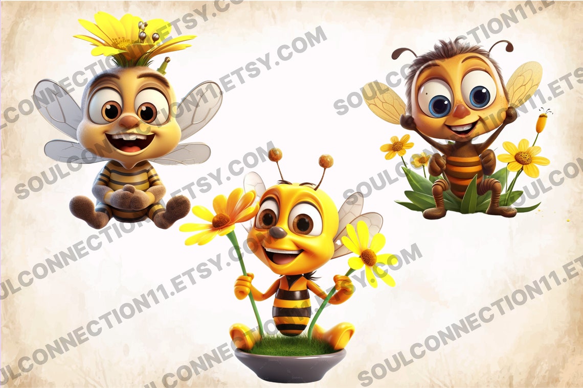 Bee Clipart PNG Cute Baby Bee Bundle Bees Clipart Set - Etsy