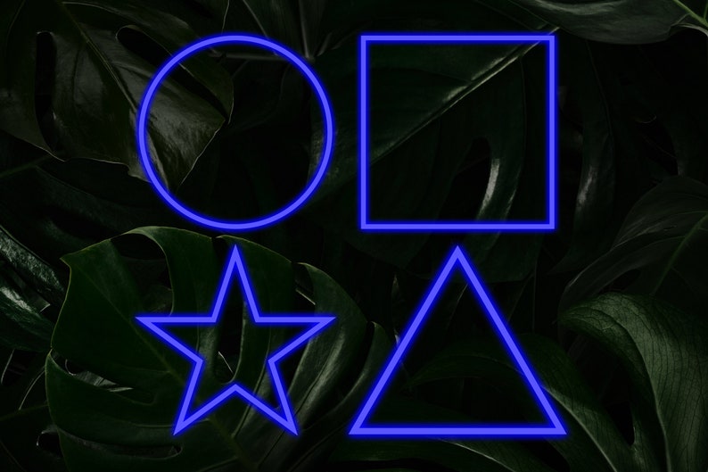 Blue NEON Shapes Neon Geometric Figures Neon Light Effect - Etsy