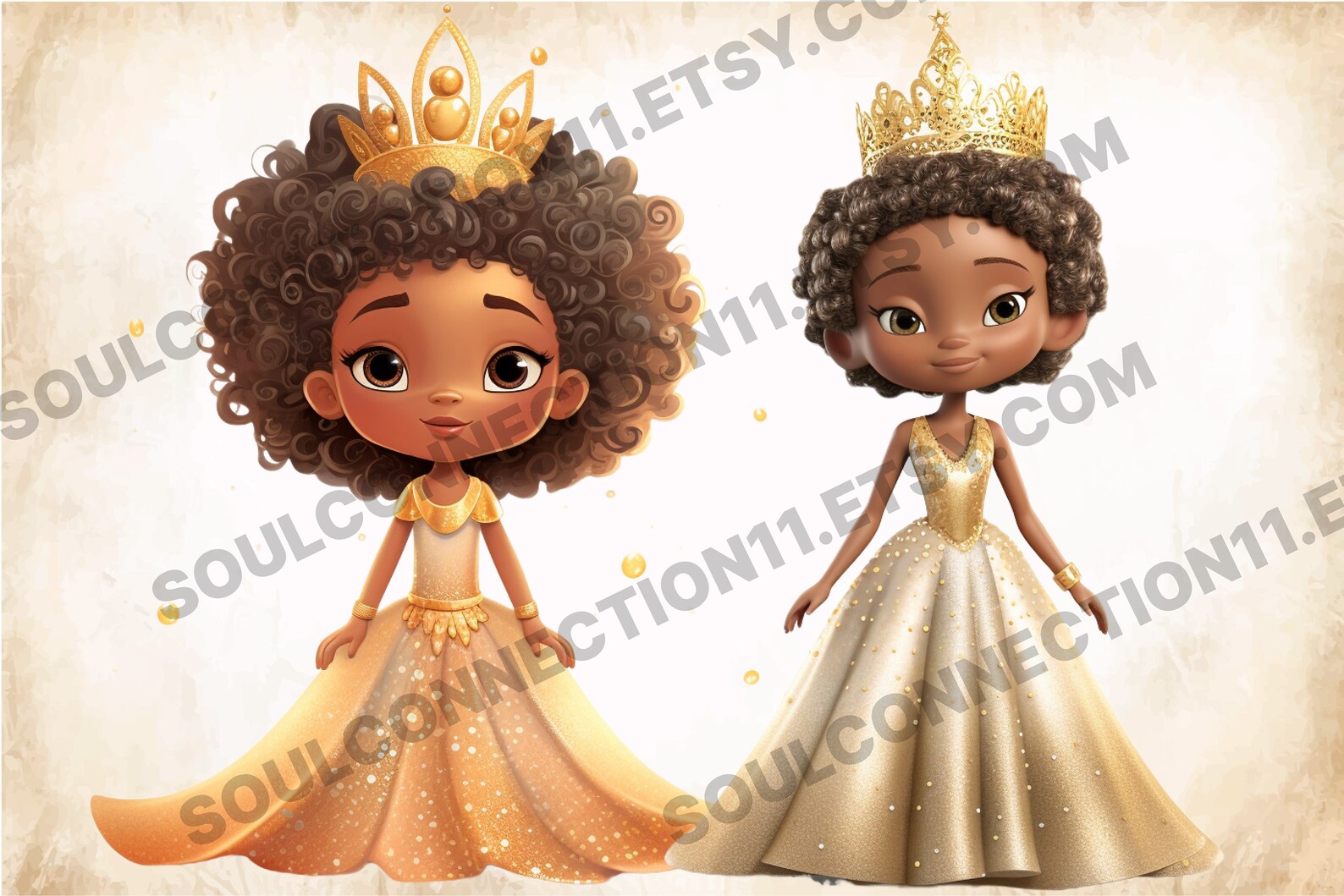 Cute Black Princess PNG Clipart Bundle, African Princess PNG Images ...