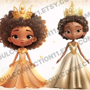 Cute Black Princess PNG Clipart Bundle, African Princess PNG Images ...