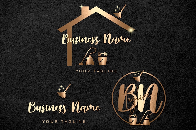 Gold Cleaning Service Logo, Premade Housekeeper Design - Etsy
