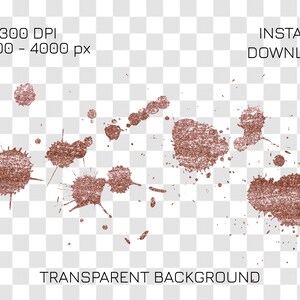 Rose Gold Splatters Clipart, Golden Ink Splash PNG, Glitter Gold ...