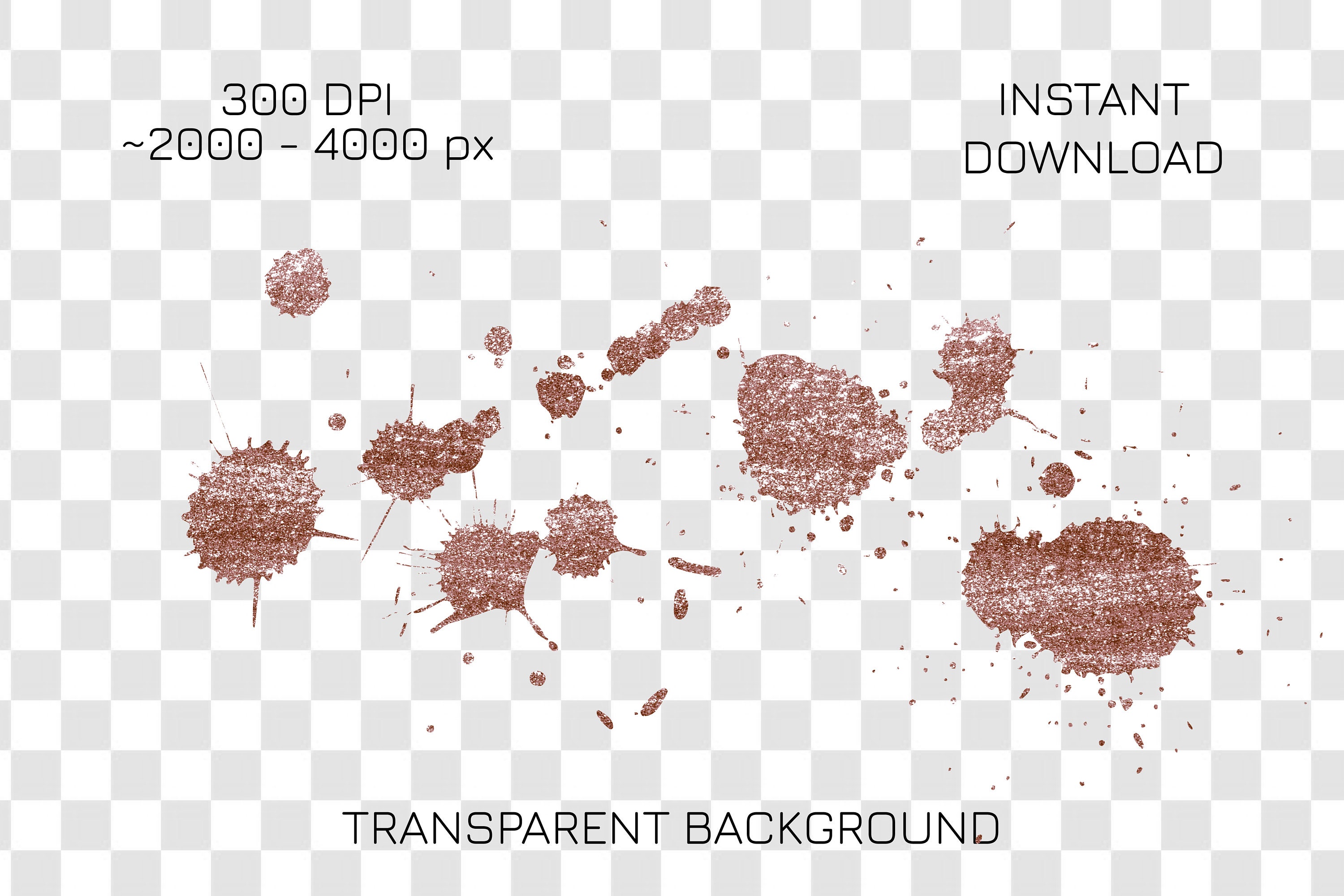 Rose Gold Splatters Clipart Golden Ink Splash PNG Glitter - Etsy