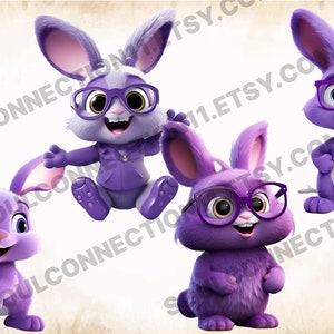 Cute Purple Rabbit PNG Clipart, Fantasy Animals Bundle, Rabbit Print ...