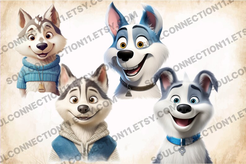 Cartoon Husky Clipart Bundle, Dog PNG Images (digital Download - Etsy