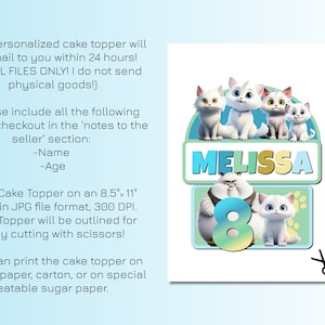 Cats Cake Topper, Personalized Cat Cake Centerpiece, Printable Cats ...