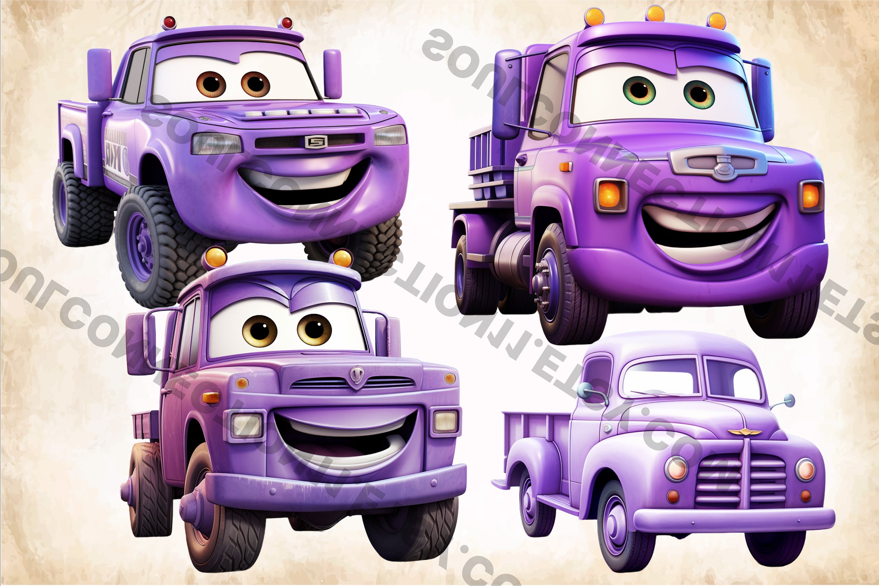 Purple Cars PNG Clipart Cute Cartoon Cars Images Bundle - Etsy