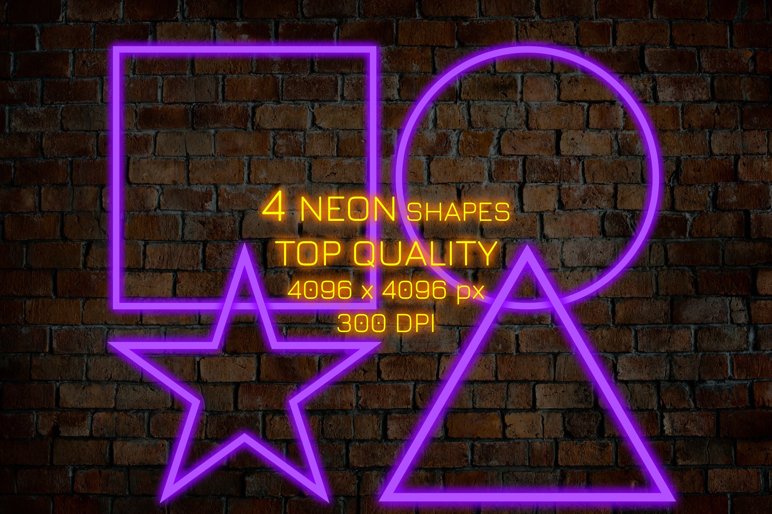 Purple NEON Shapes Neon Geometric Figures Neon Light Effect - Etsy