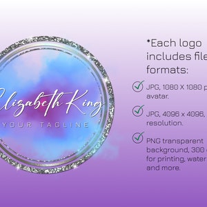 Round Logo, Silver Glitter Logo, Pink Smoke Logo, Purple Beauty Logo, Blue Premade Logo, Red ...