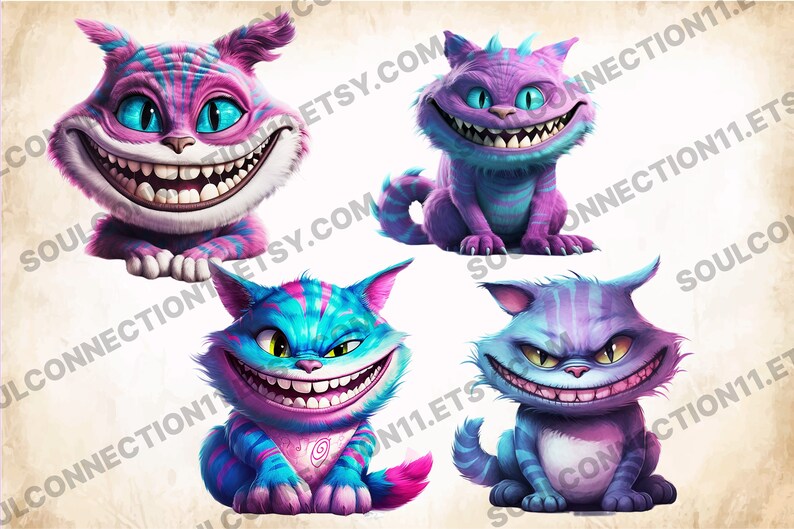 Alice in Wonderland PNG Clipart Bundle, Cheshire Cat, Mad Hatter ...